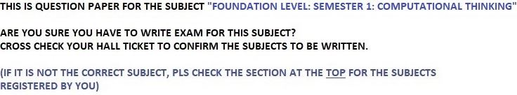 Practise Quiz for CT from Question Paper : 2022 Jun: IIT M FOUNDATION ...
