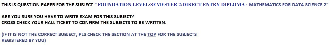 Practise Quiz for Maths2 from Question Paper : 2022 Oct: IIT M QUIZ 1 ...